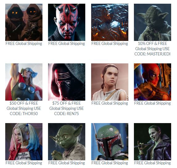 Sideshow Collectibles: Promove 24 horas de frete gratuito para o Brasil
